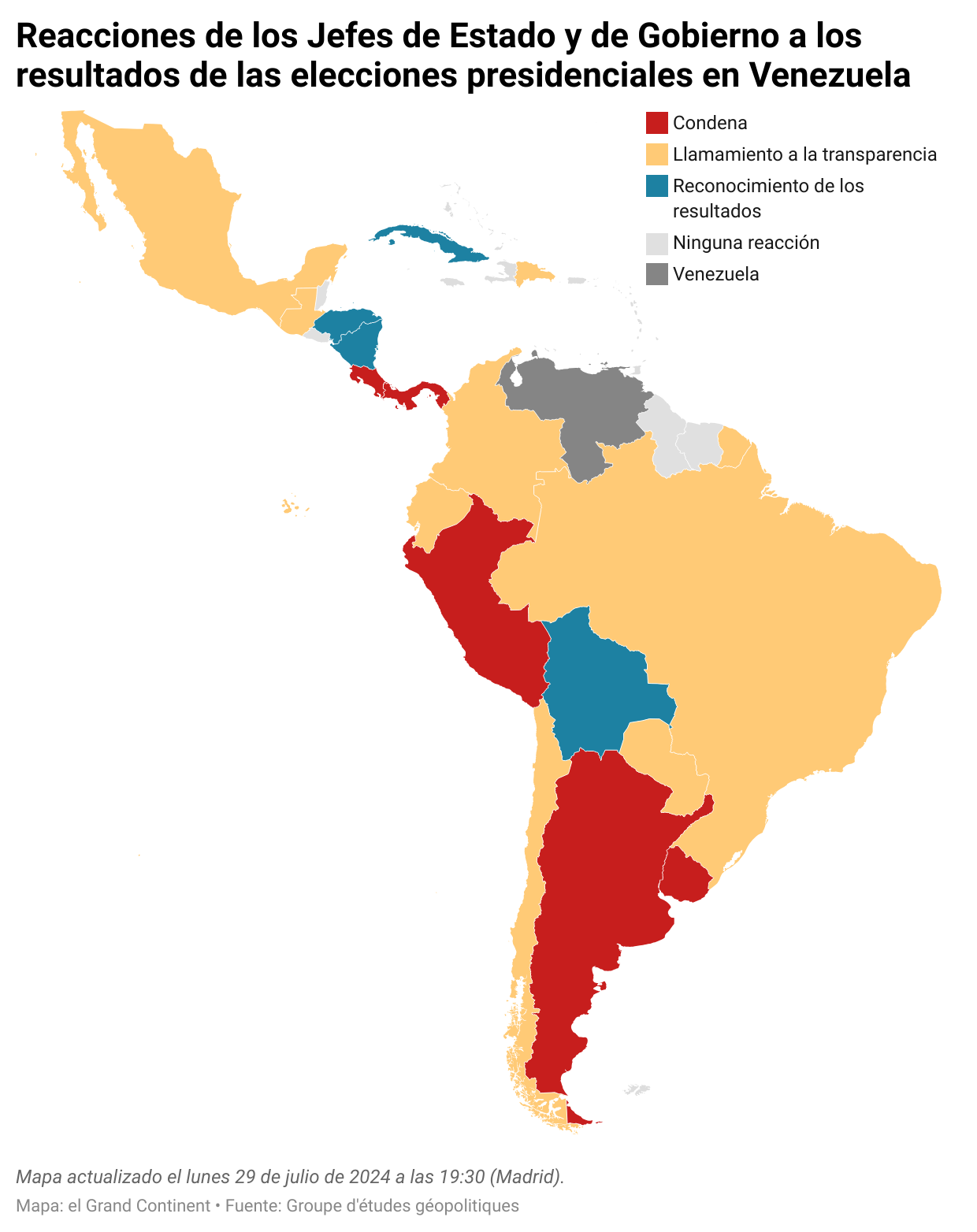 Cartografía de las reacciones internacionales a los resultados de las elecciones presidenciales ...