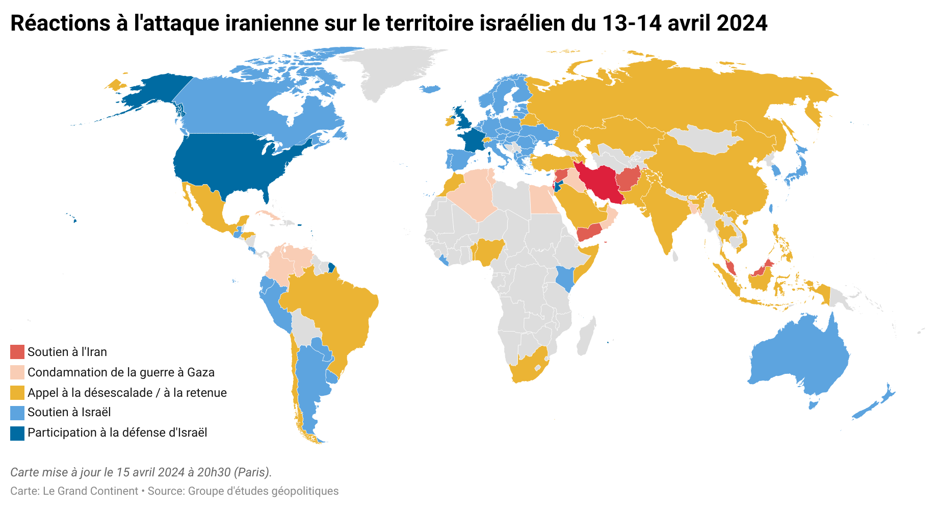 Le monde face à l’attaque de l’Iran sur Israël. Cartographie des ...