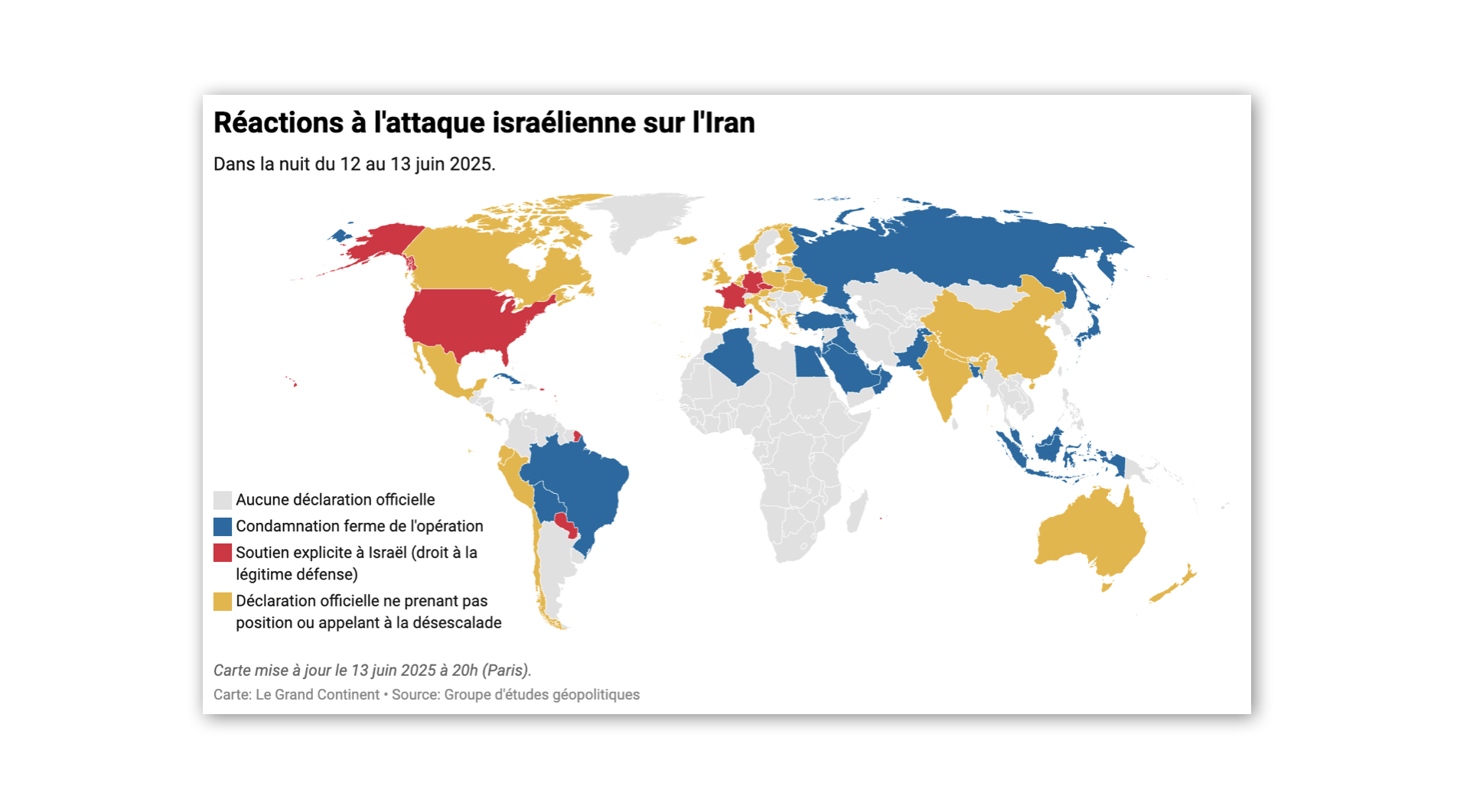 Guerre : Le monde face aux frappes d'Israël en Iran : cartographier les ...