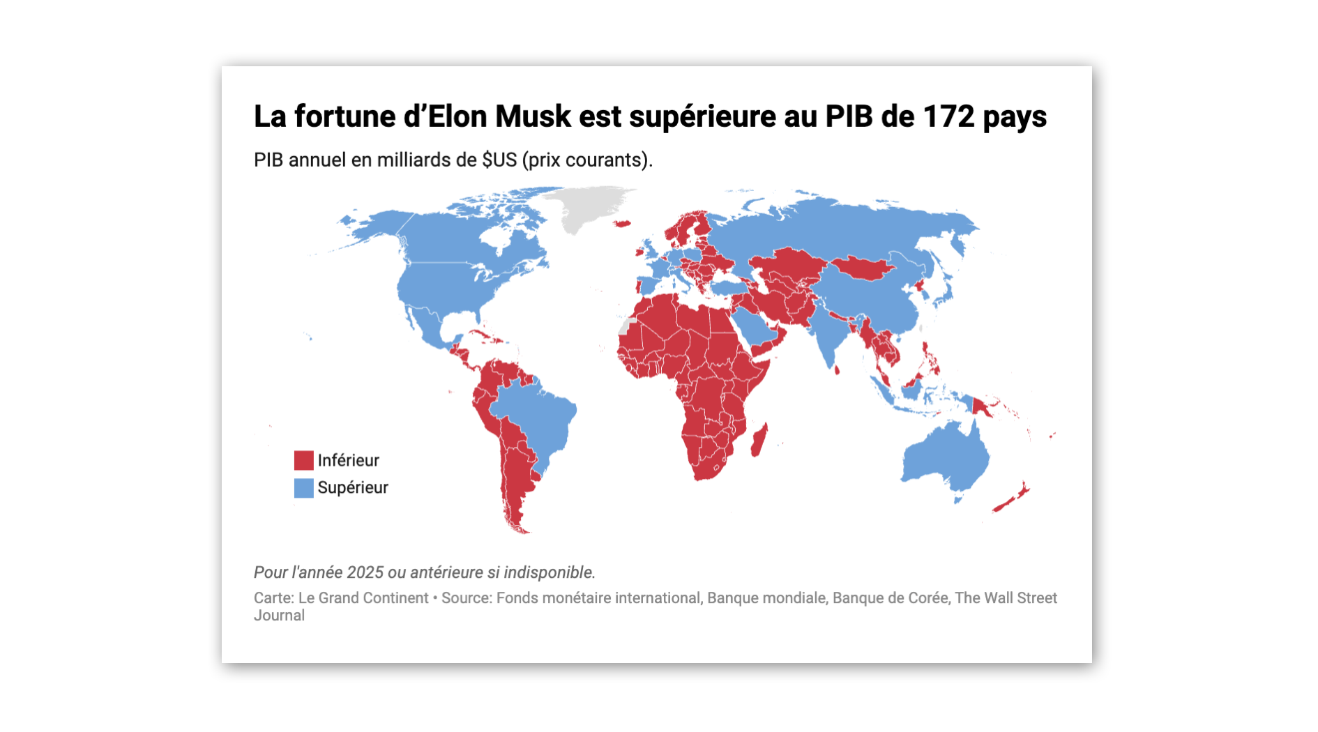 La fortune d’Elon Musk est supérieure au PIB de 172 pays